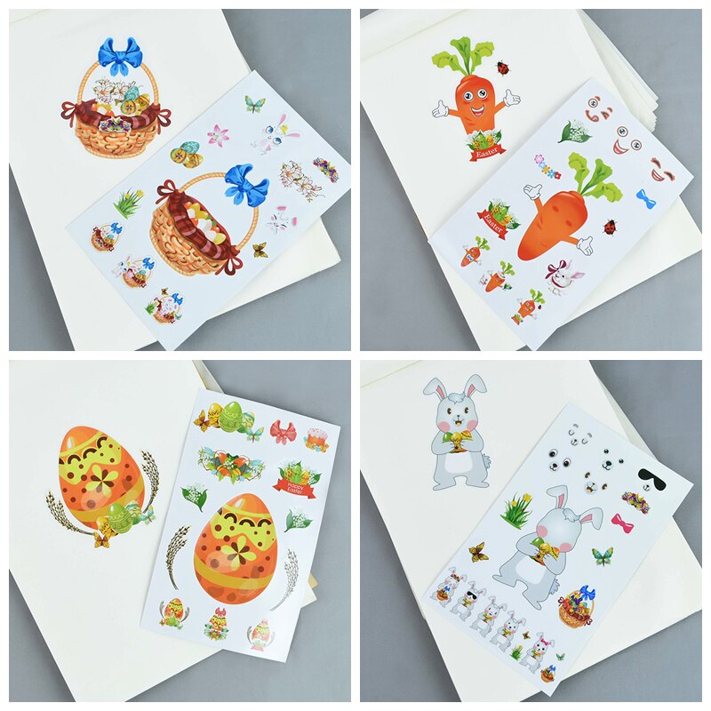 10pcs DIY Happy Easter Sticker Cartoon Bunny Carro... – Grandado