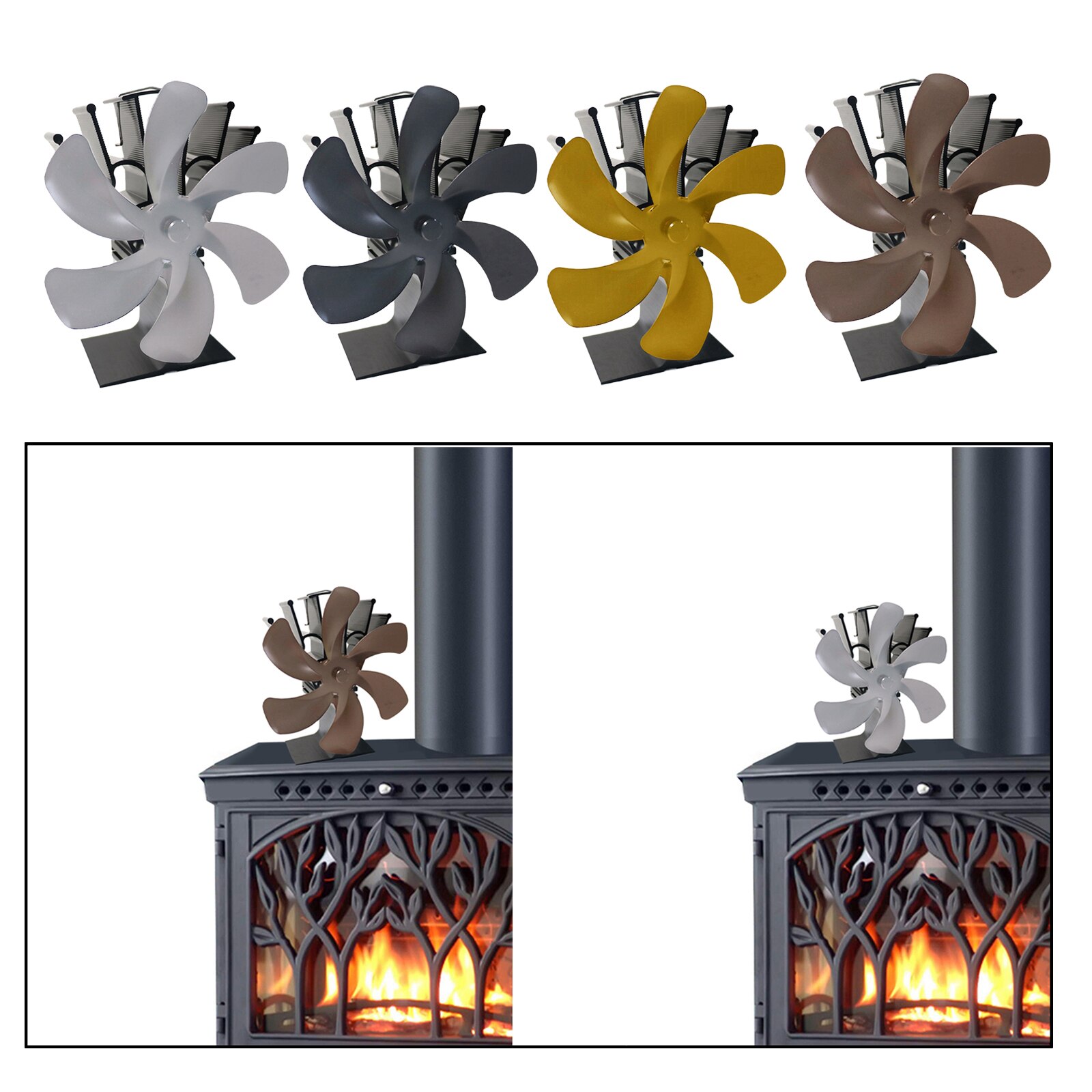 6 Blades Stove Fan Heat Powered Wood/Log Burner Fa... – Vicedeal