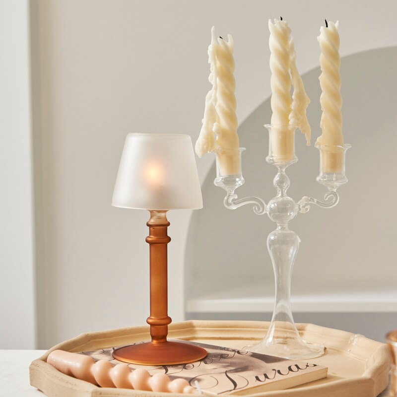 Vintage Glass French Style Candlestick Crystal Gla... – Grandado