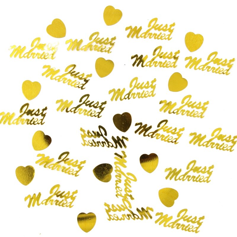KSCRAFT Gold Just Married And Heart Sequins PVC Fl... – Grandado