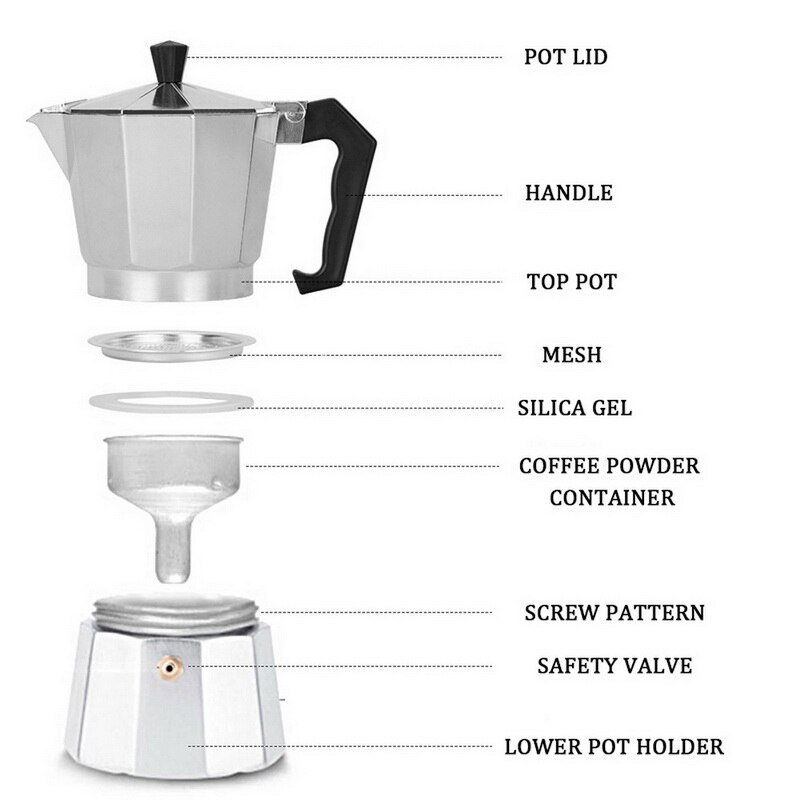 Aluminum Mocha Latte Coffee Maker Moka Espresso Ca... – Grandado