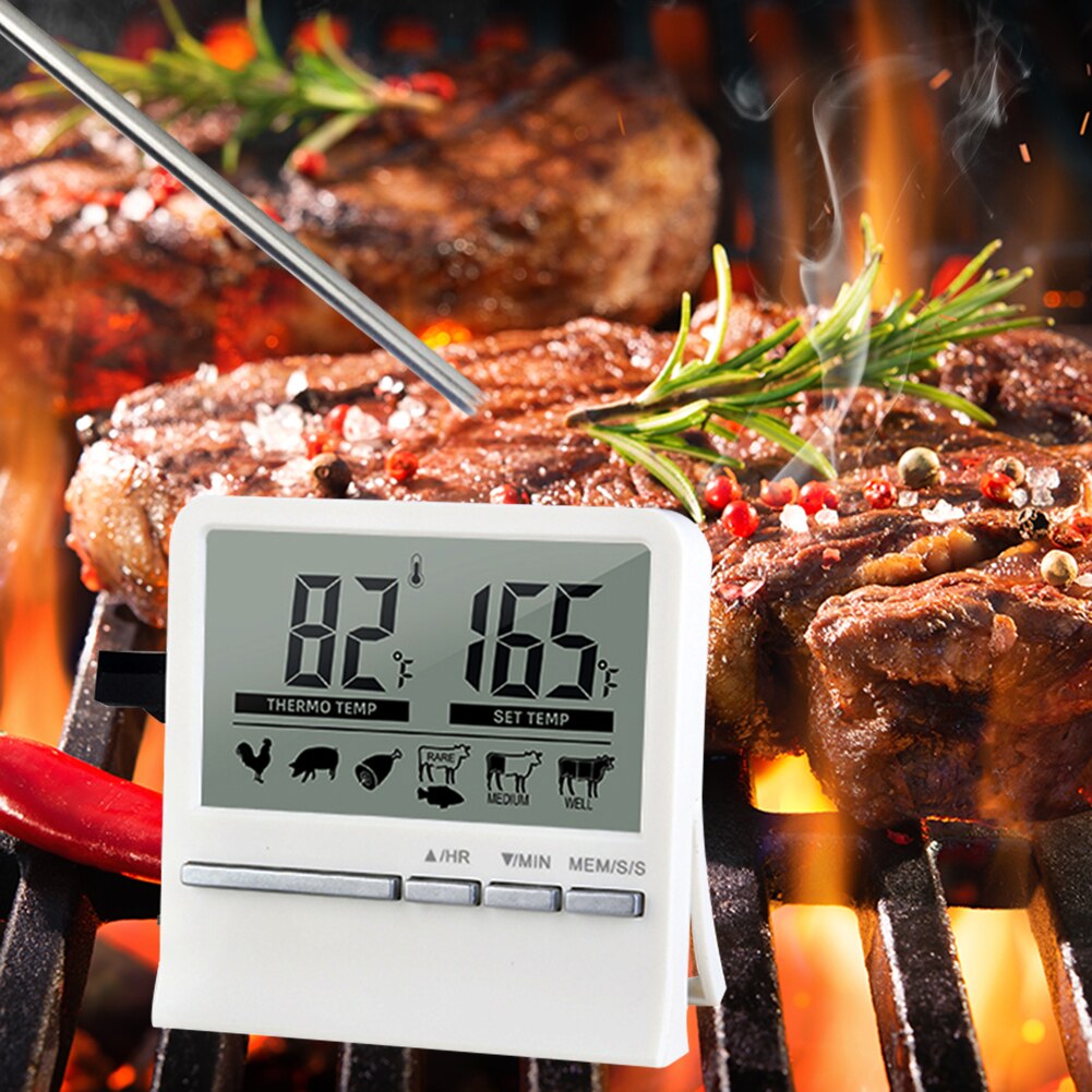 Timer Food BBQ Meat Thermometer Instant Read Alert... – Vicedeal