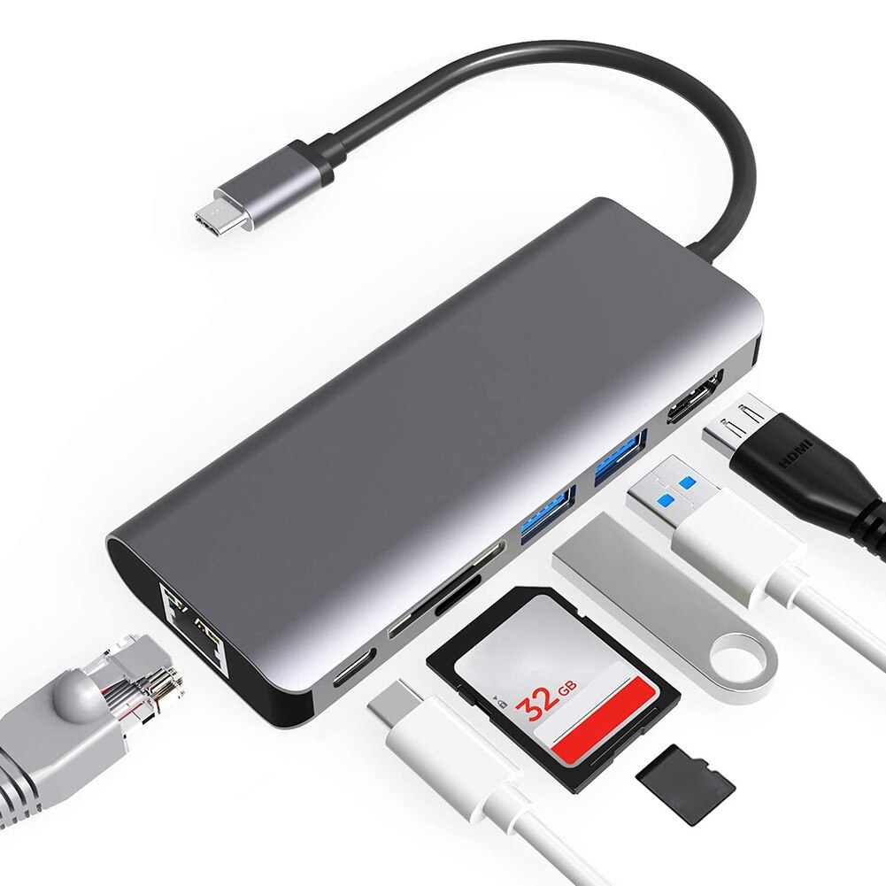 7 in 1 typ-c-hub 4k hdmi gigabit ethernet 2 usb 3.... – Vicedeal