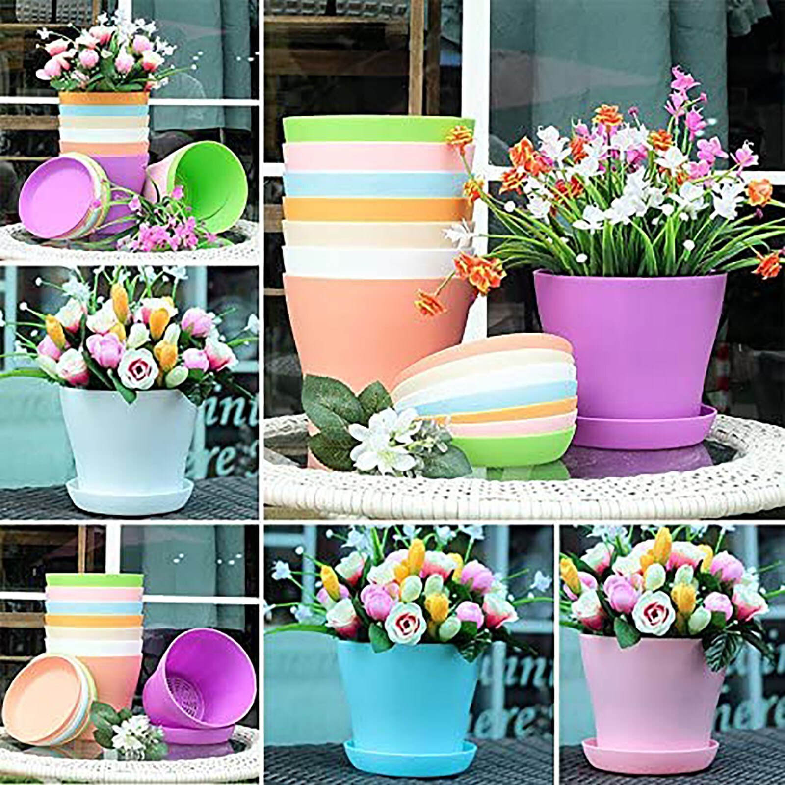 8 Pieces Colored Plastic Vases For Flowers Office ... – Grandado