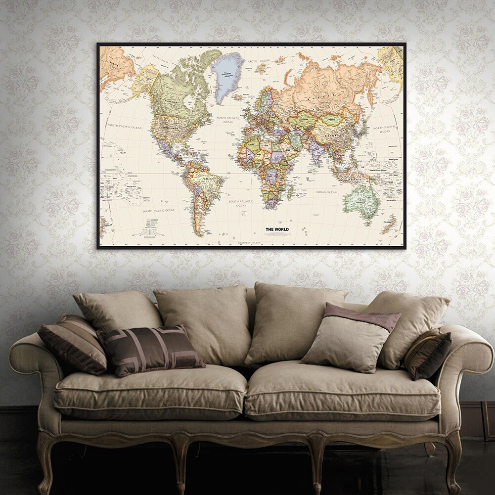 130*90cm The Retro World Political Map Non-woven C... – Grandado