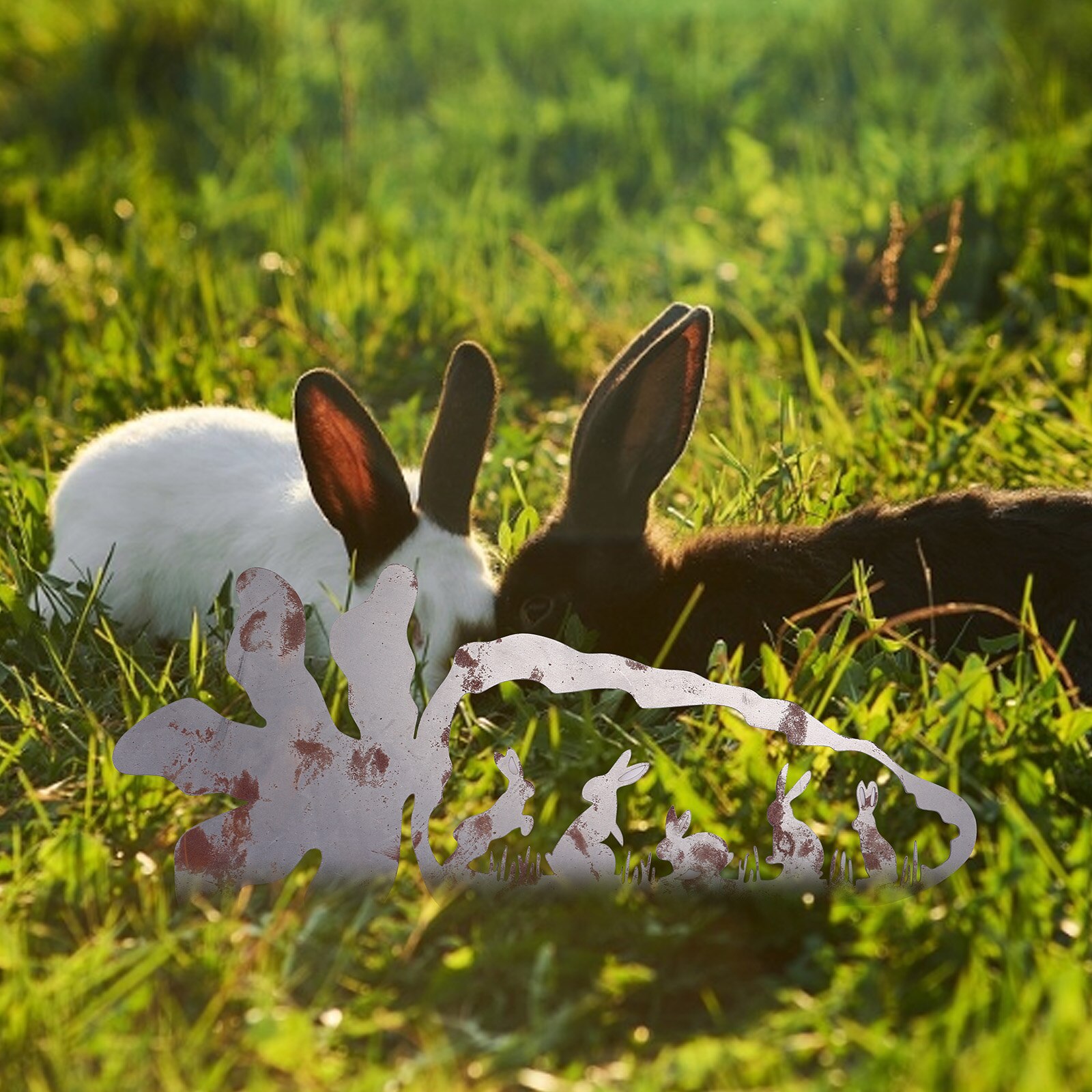 Iron-colored Carrot Sign Easter Rabbit Family Yard... – Grandado