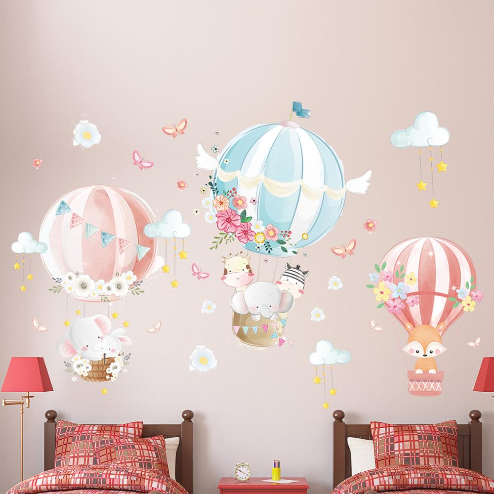 Light Pink Blue Air Balloon Wall Stickers Cartoon ... – Grandado
