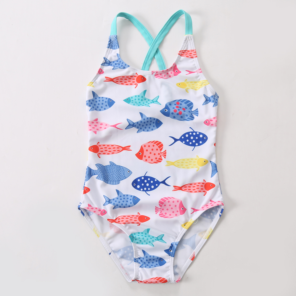 Swimsuit Girls One Piece Swimwear Fish Print Bodys... – Vicedeal
