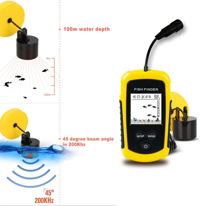 100M Fish Finders Sonar LCD Fish Echo Sounder Fish... – Grandado