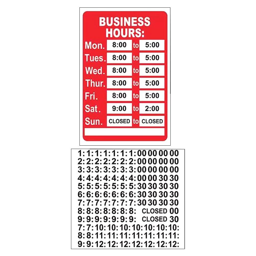 2 Pcs Business Hours Stickers Red Digital Open Sig... – Vicedeal