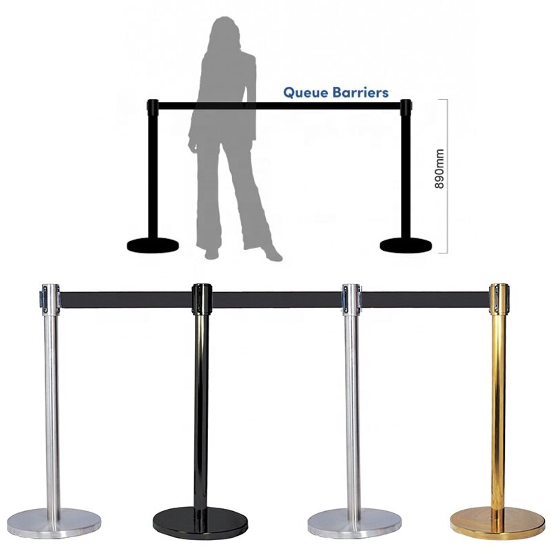 Golden pillar Retractable Belt Queue Line Stand Ro... – Grandado