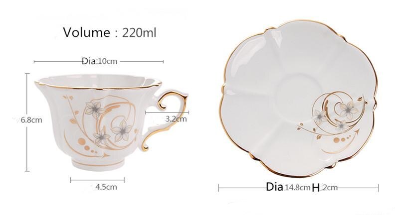 Bone china gold coffee cup with saucer High-grade ... – Vicedeal