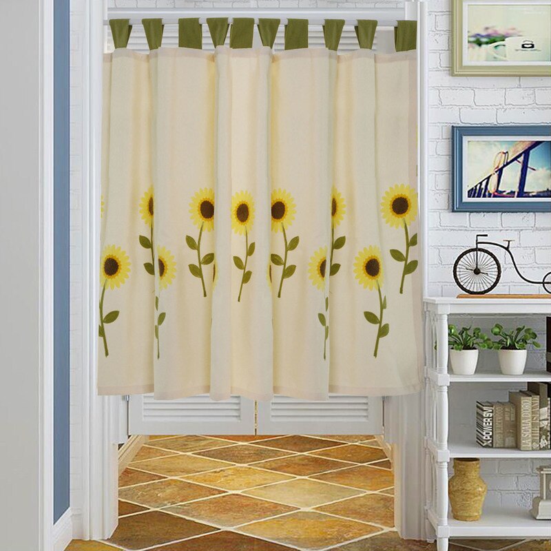Cortina de media cortina con bordado de girasol pa... – Grandado