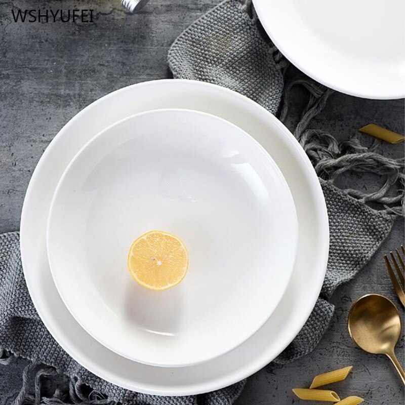 1pcs pure white ceramic dinner plate steak cutlery... – Grandado