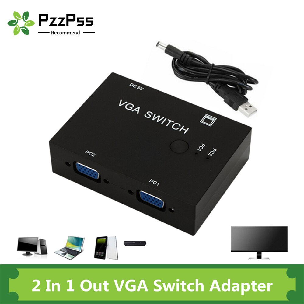 PzzPss 2 In 1 Out VGA Switcher 2 Port VGA Switch B... – Vicedeal
