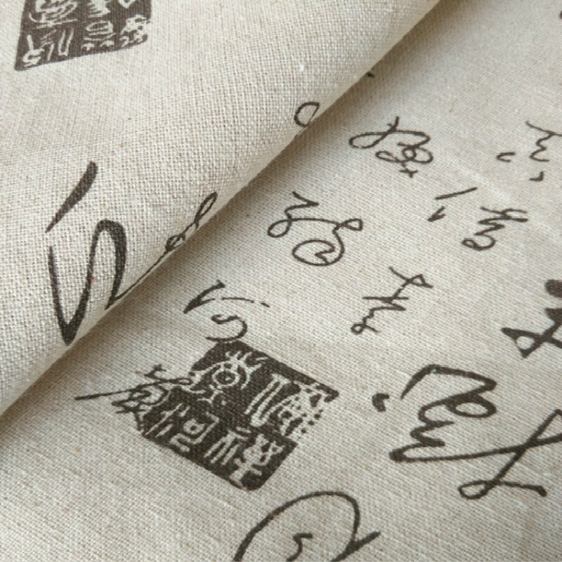 Chinese font printing and dyeing canvas tablecloth... – Vicedeal