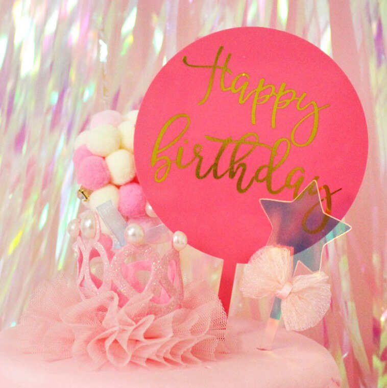 Round Acrylic Happy Birthday Cake Topper Decor Kid... – Grandado