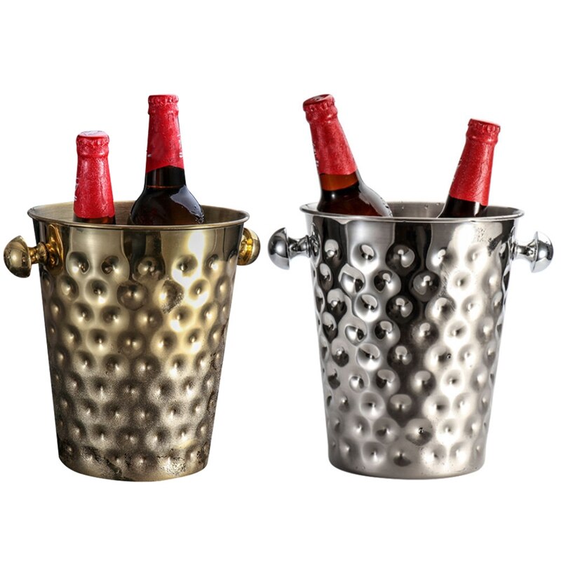 5L Hammer Point Ice Bucket Stainless Steel Champag... – Grandado