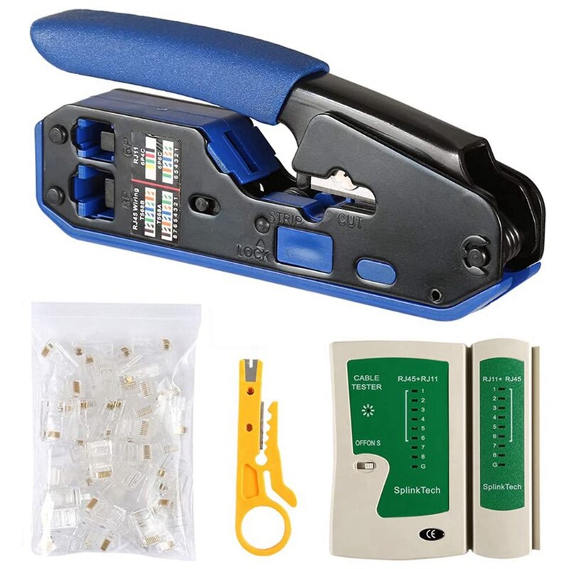 Network Cable Tester RJ45 Crimp Tool Kit CAT5 CAT5... – Grandado