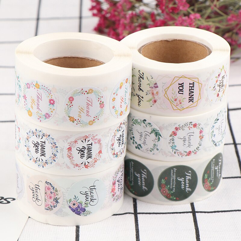 Flower Label Stickers Thank You Stickers 1 roll Ta... – Vicedeal
