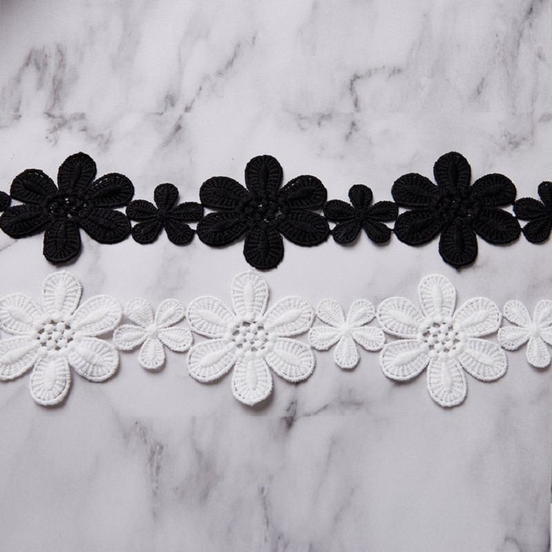 Double row snowflake milk silk embroidery lace bar... – Grandado