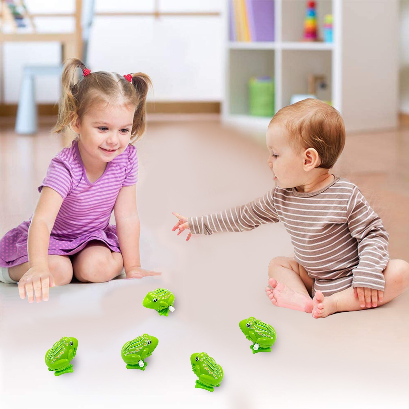 Cute Green Color Frog Jumping Frog Bath Toys Plast... – Grandado