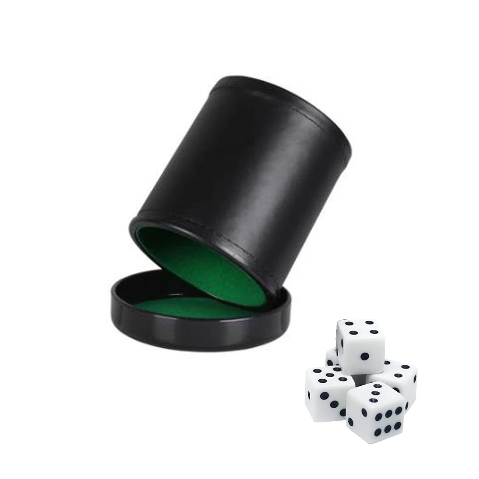 Leather Dice Cup with Lid Green Red Lining Interio... – Grandado
