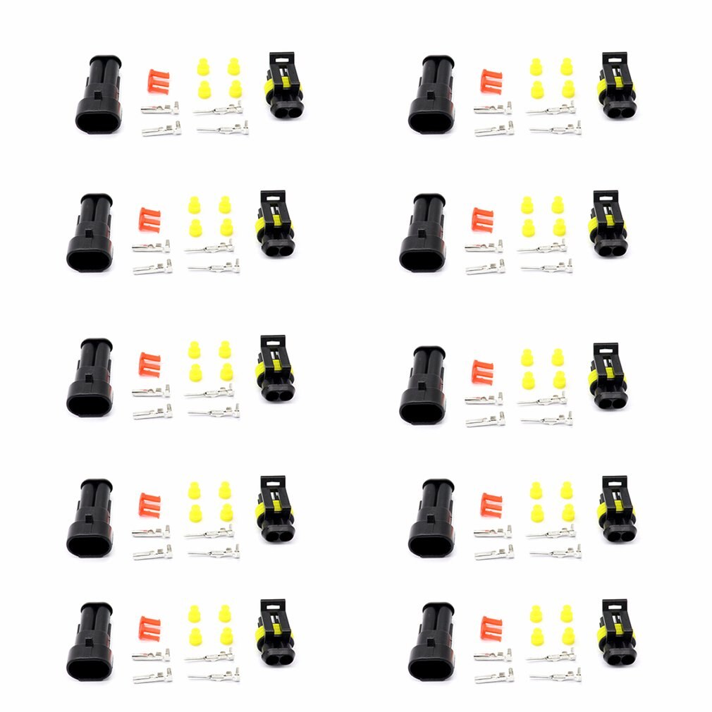 10 Kit 2 Pin Way Verzegelde Waterdichte Elektrisch... – Vicedeal