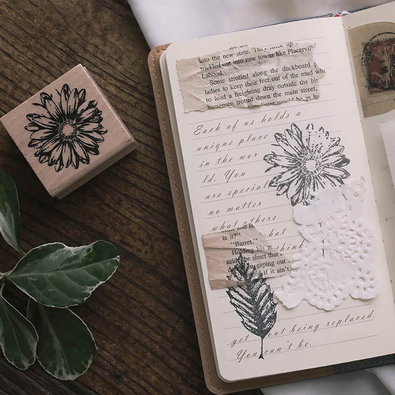 Vintage Natural Plant Leaf Decoration Stamp Wooden... – Vicedeal