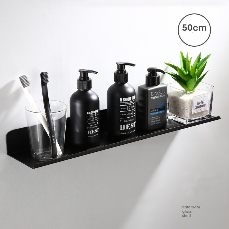 Wall Mount Black Bathroom Shelf Floating Shelves Aluminum Shower Caddy ...