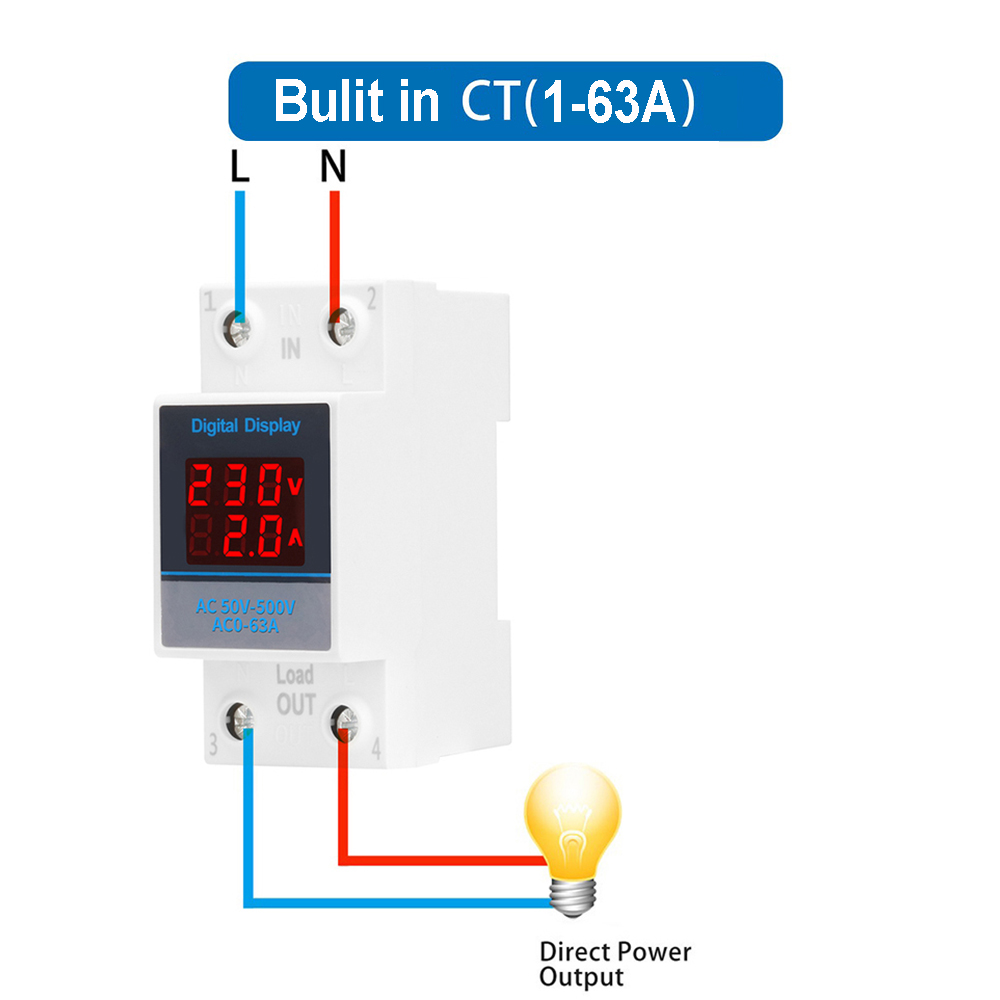 35mm Din Rail Single Phase Ammeter Voltage Meter M... – Vicedeal