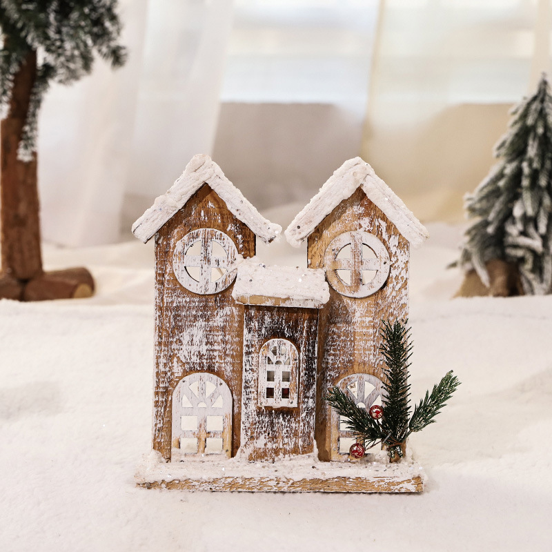 Christmas Wooden Snowscape Castle Village House Sc... – Grandado