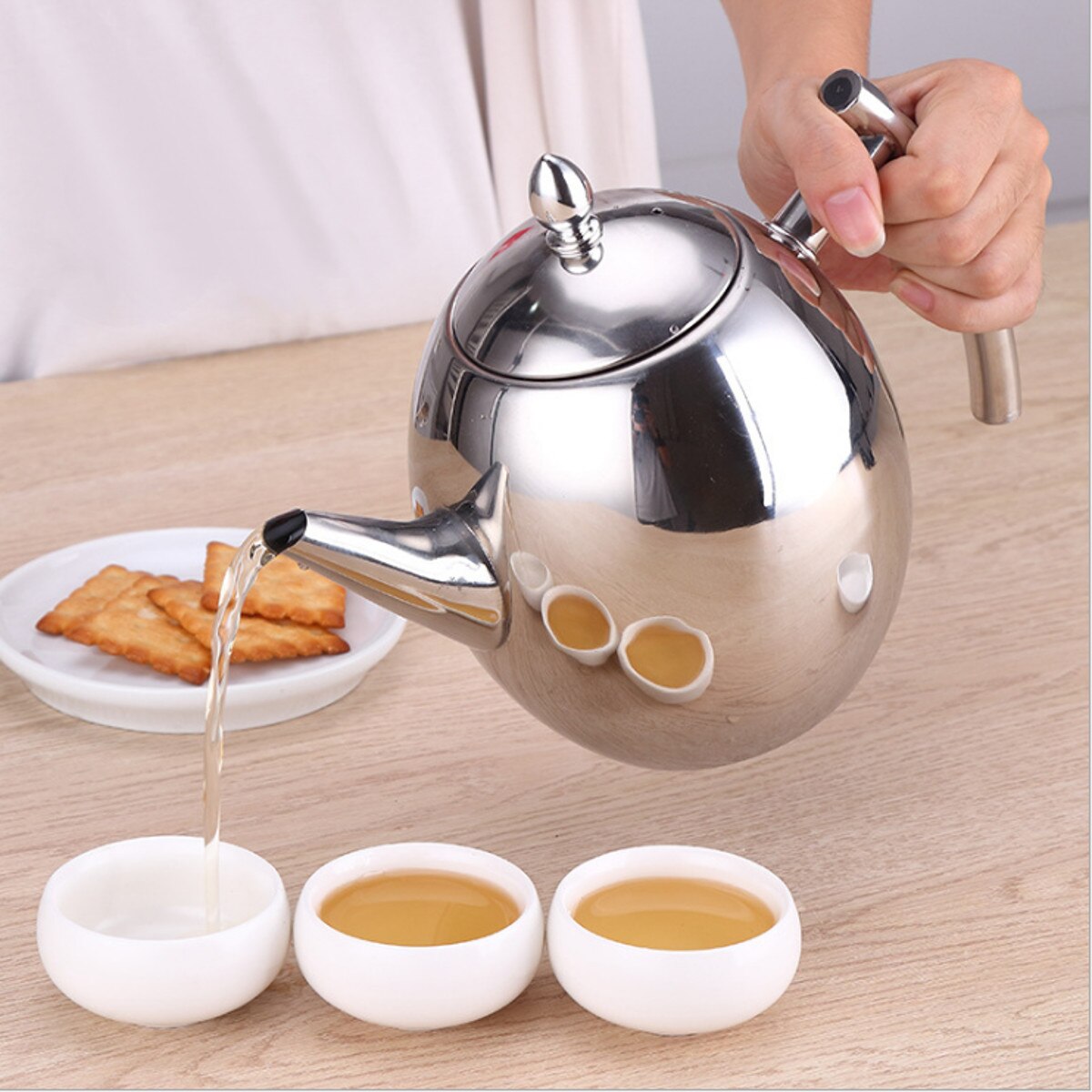 1.5L Thick Stainless Steel Teapot Silver Tea Pot w... – Vicedeal