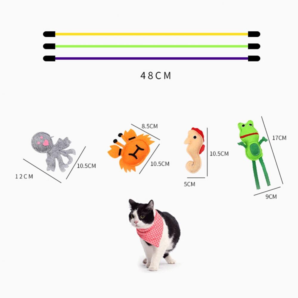 Cute Frog Crab Seahorse Bell Kitten Cat Teaser Sti... – Vicedeal