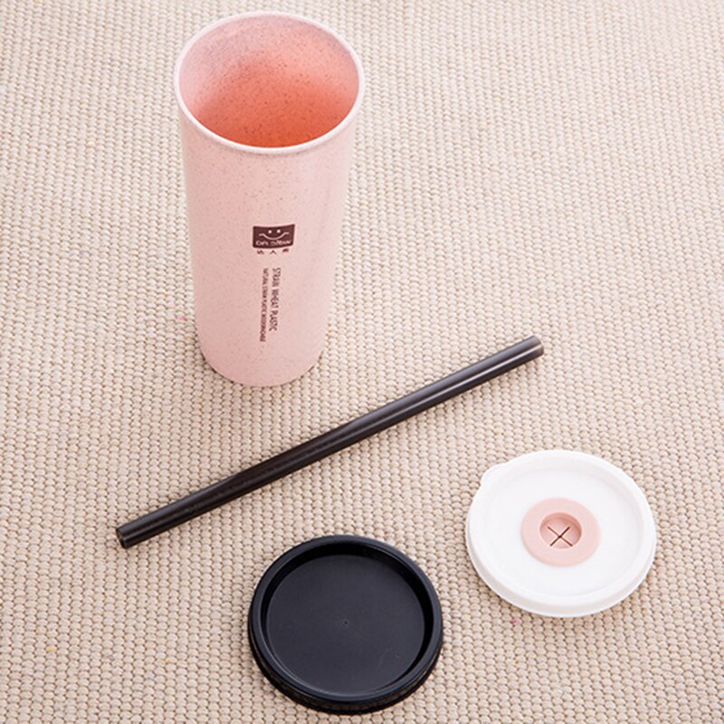 470ml Reusable Straw Cup With Double Cover Water B... – Vicedeal