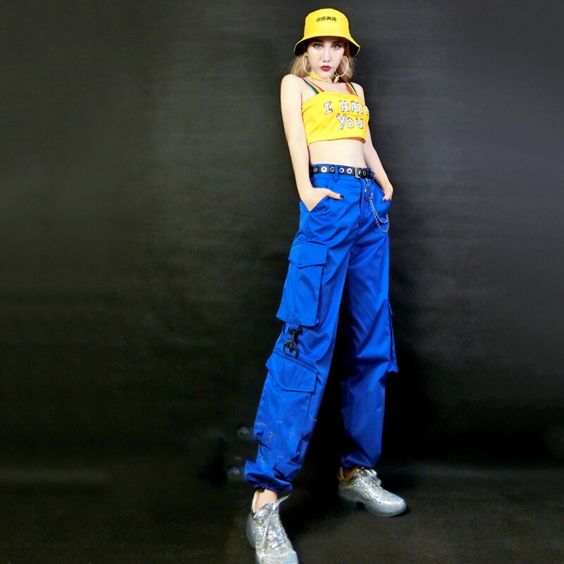 Hip Hop Street Dance Costumes Vest Blue Hiphop Pan... – Grandado