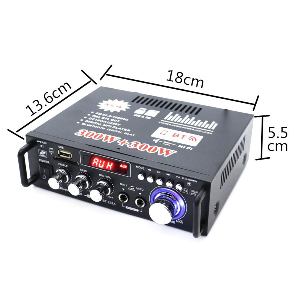 600w 2 Channel Bluetooth Car Hifi Stereo Amplifier... – Grandado