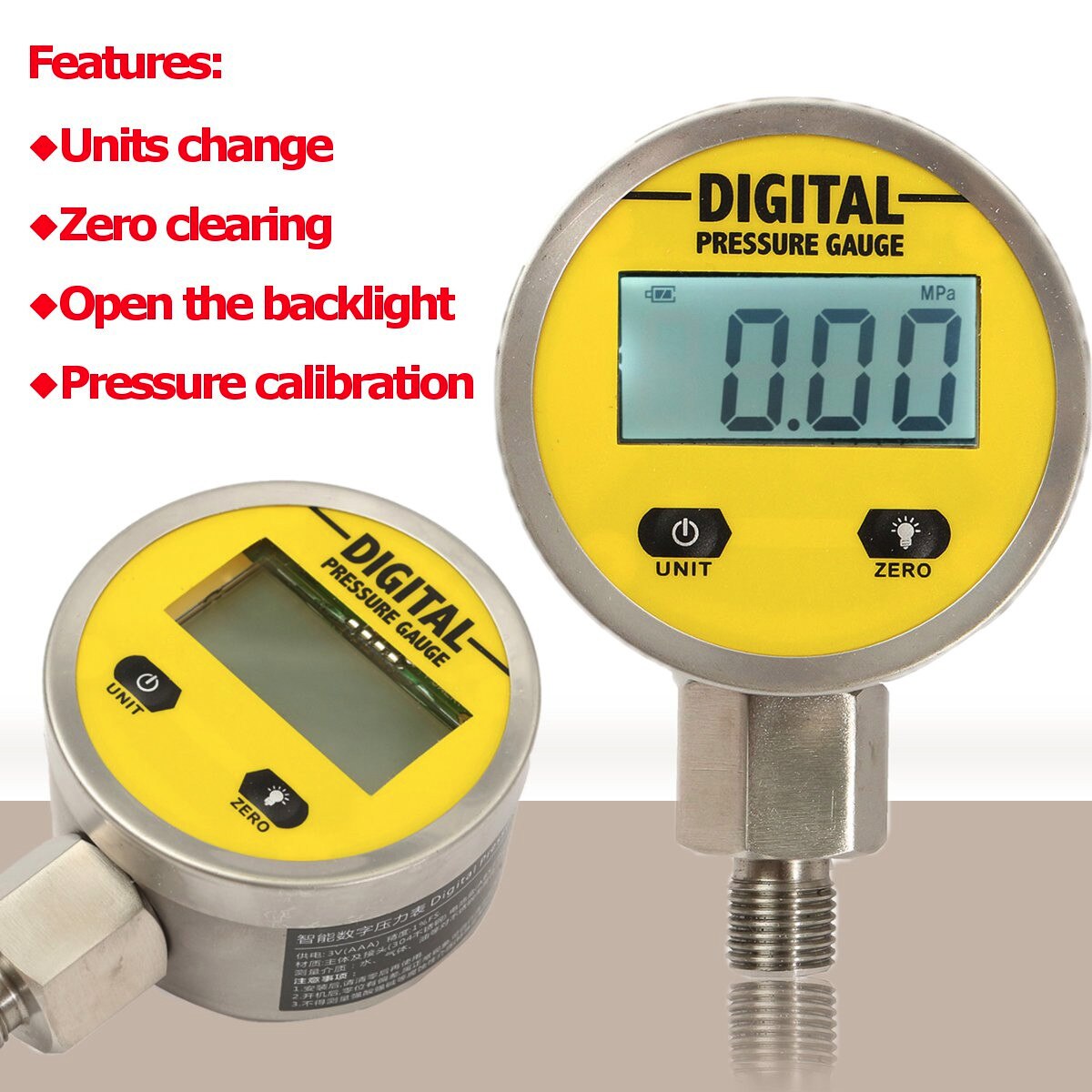 LCD Digital Display Pressure Gauge Oil Pressure Hy... – Grandado