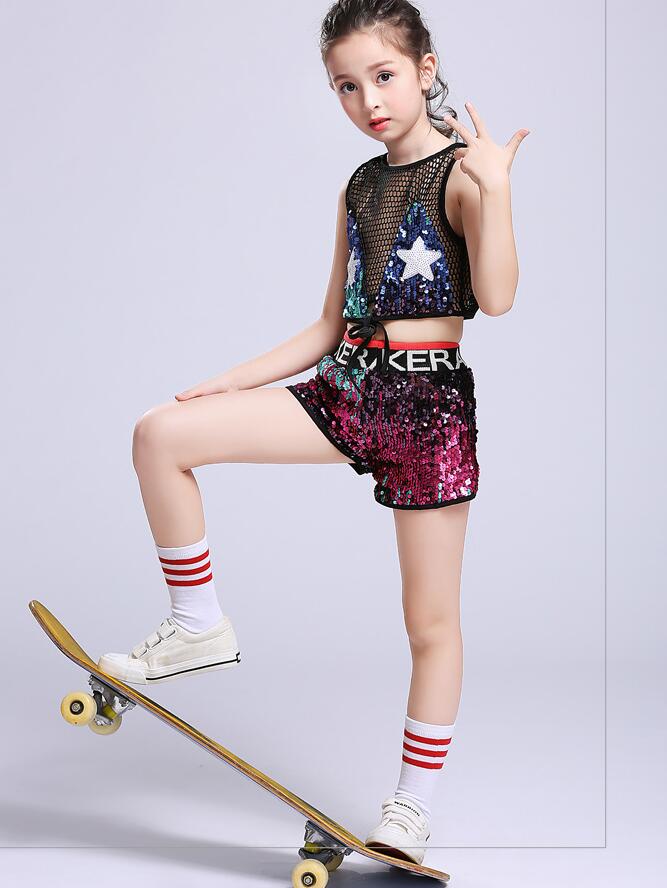 Girls Ballroom Sequined Modern Jazz Hip Hop Dance ... – Grandado
