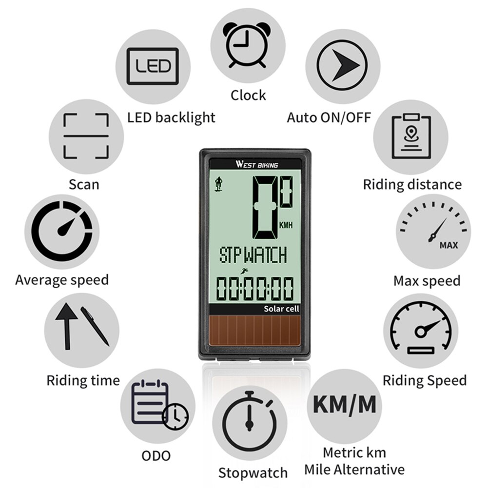 WEST BIKING Solar Power Wireless Mountain Road Bik... – Vicedeal