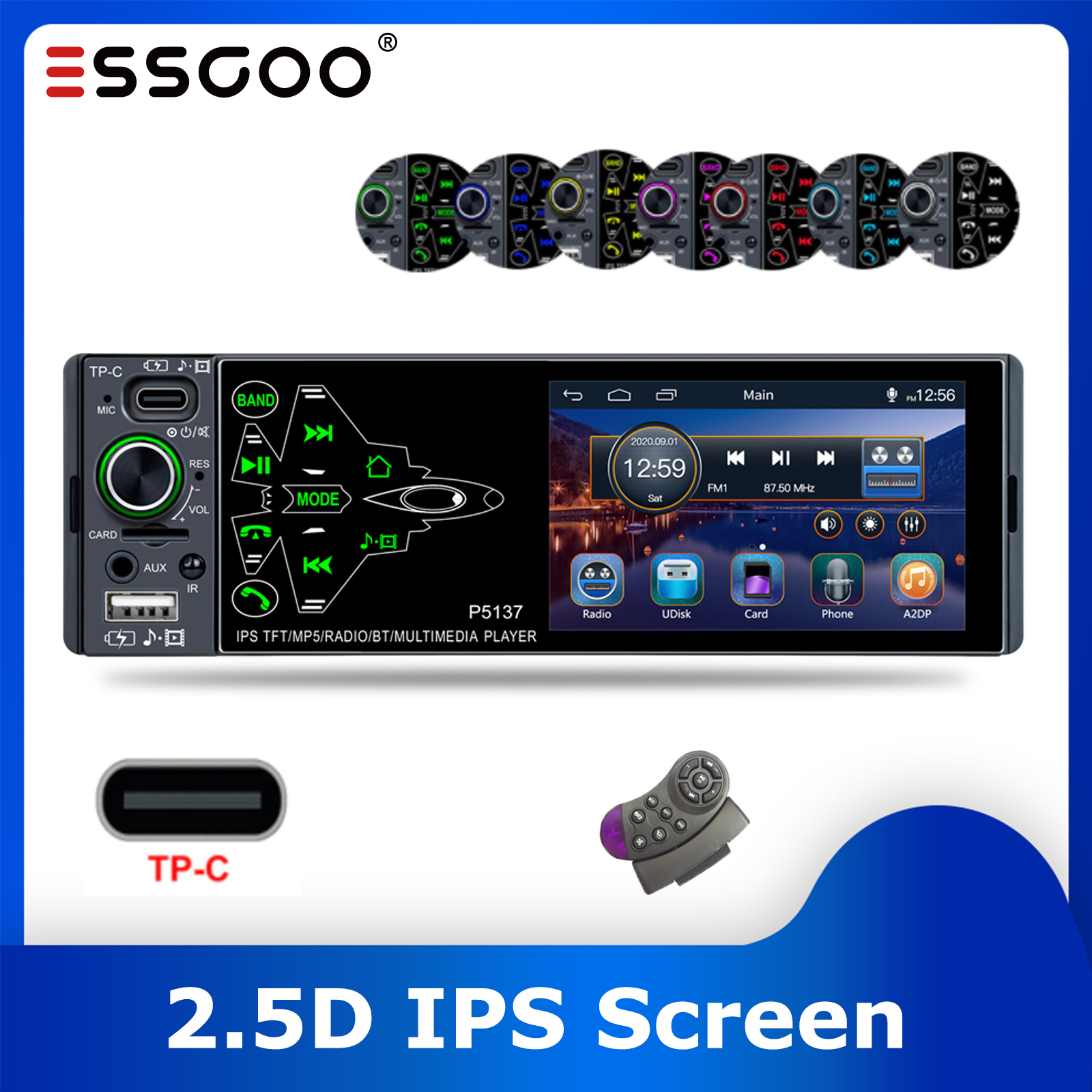 ESSGOO 2.5D IPS Screen Car Radio 1 din MP5 Player ... – Grandado