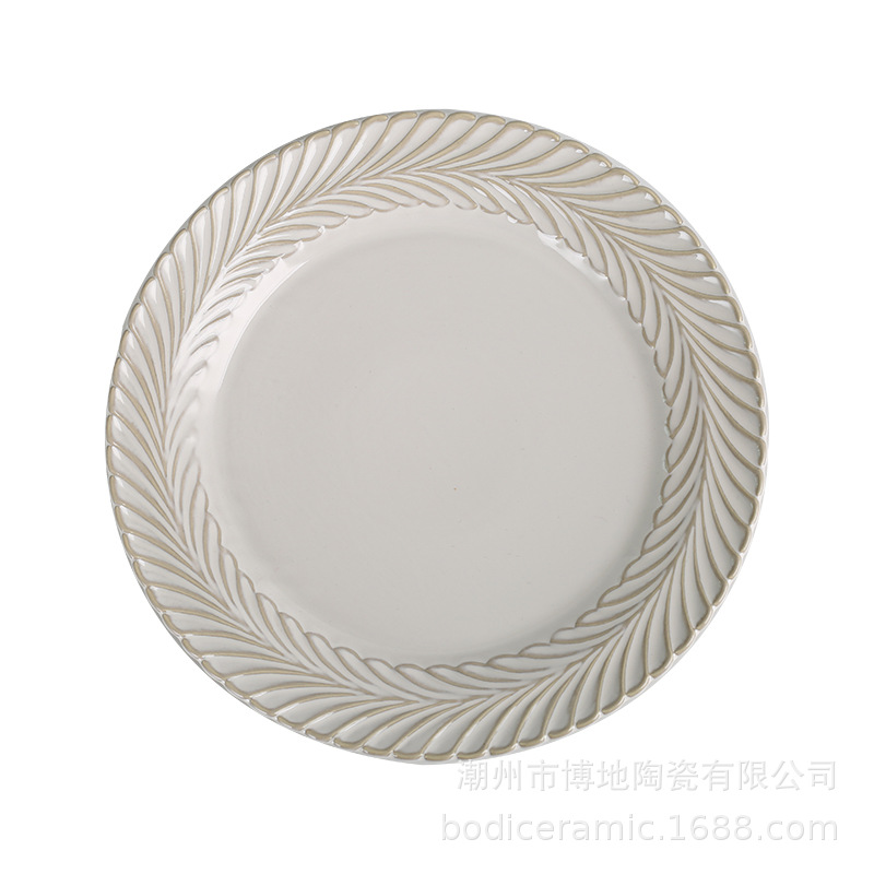 Retro Ceramic Plate French Relief Restaurant Steak... – Grandado