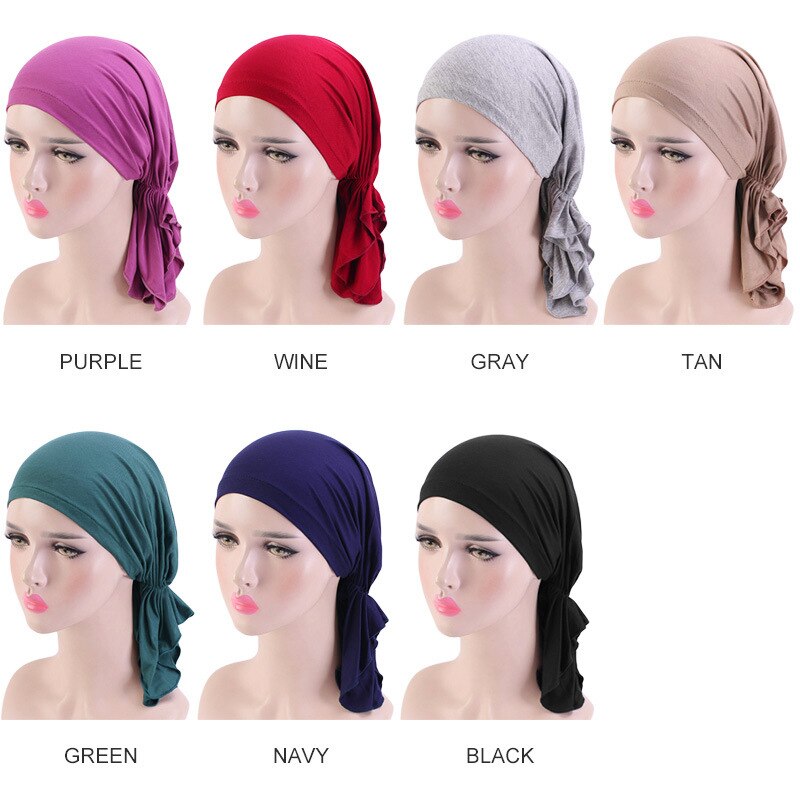 Bamboo Cotton Pre-Tied Chemo Caps Women Muslim Isl... – Vicedeal