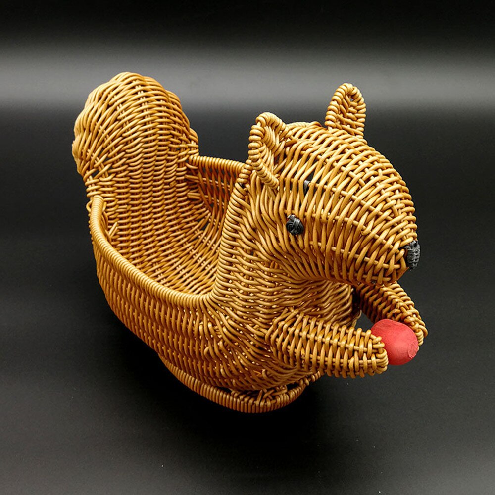 Hand-Woven Cute Squirrel Storage Basket Rattan Sto... – Vicedeal