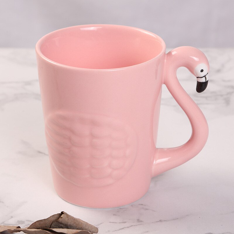Color Glazed Flamingo Plate Cartoon Cup and Saucer... – Grandado