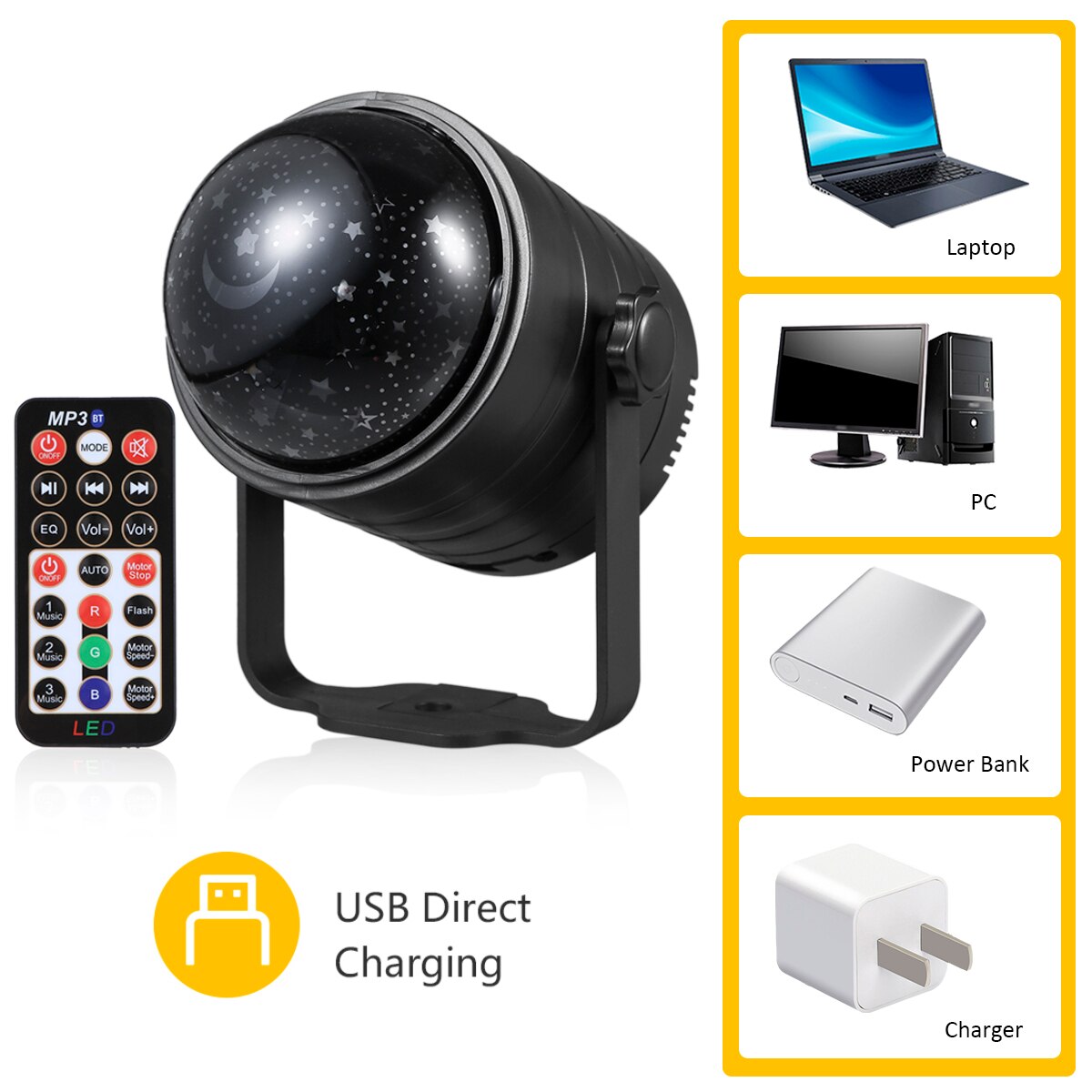 USB Remote Control Disco Ball Light 6 Colors Party... – Grandado