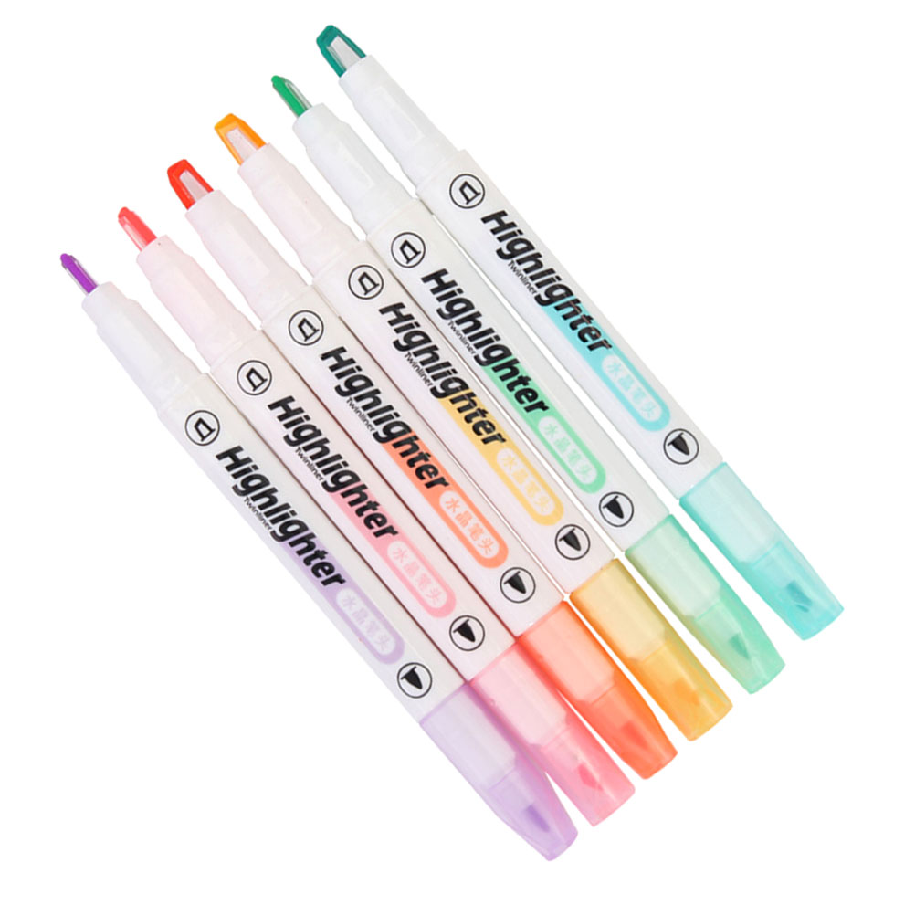 6 Pcs Transparent Tip Highlighters Double Headed F... – Grandado