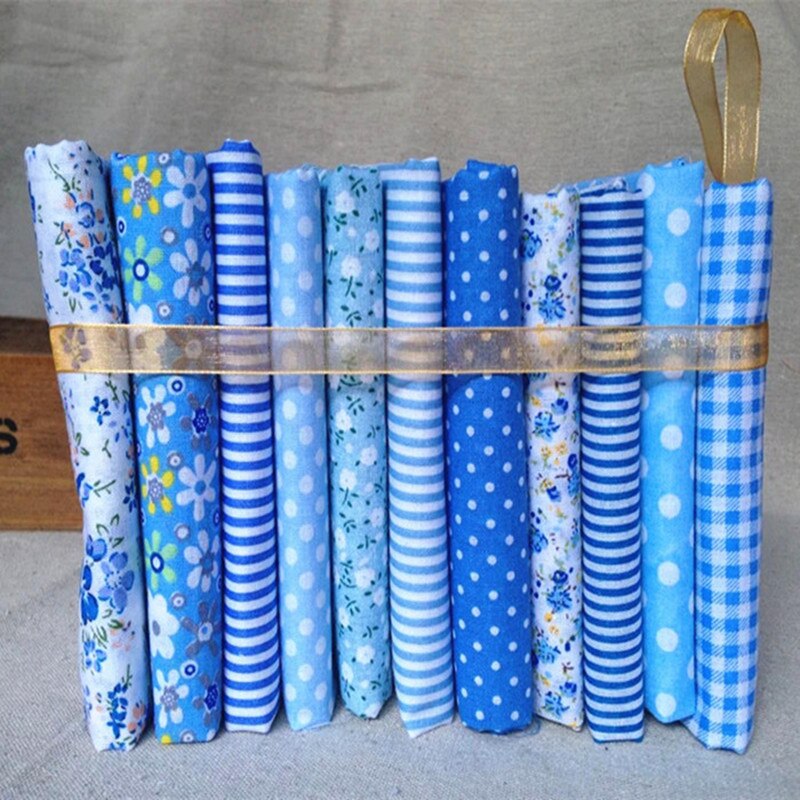 11pcs 25*25cm Blue floral dot stripe 100% Cotton F... – Vicedeal
