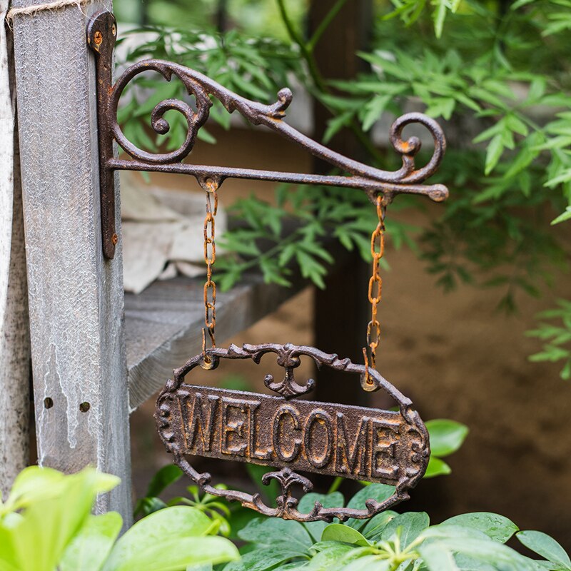 antique retro cast iron hanging welcome sign – Grandado