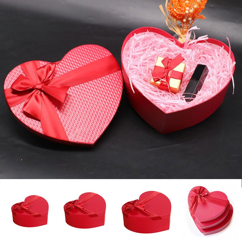 Valentine's Day Heart Shaped Paper Box With Ribbon... – Grandado